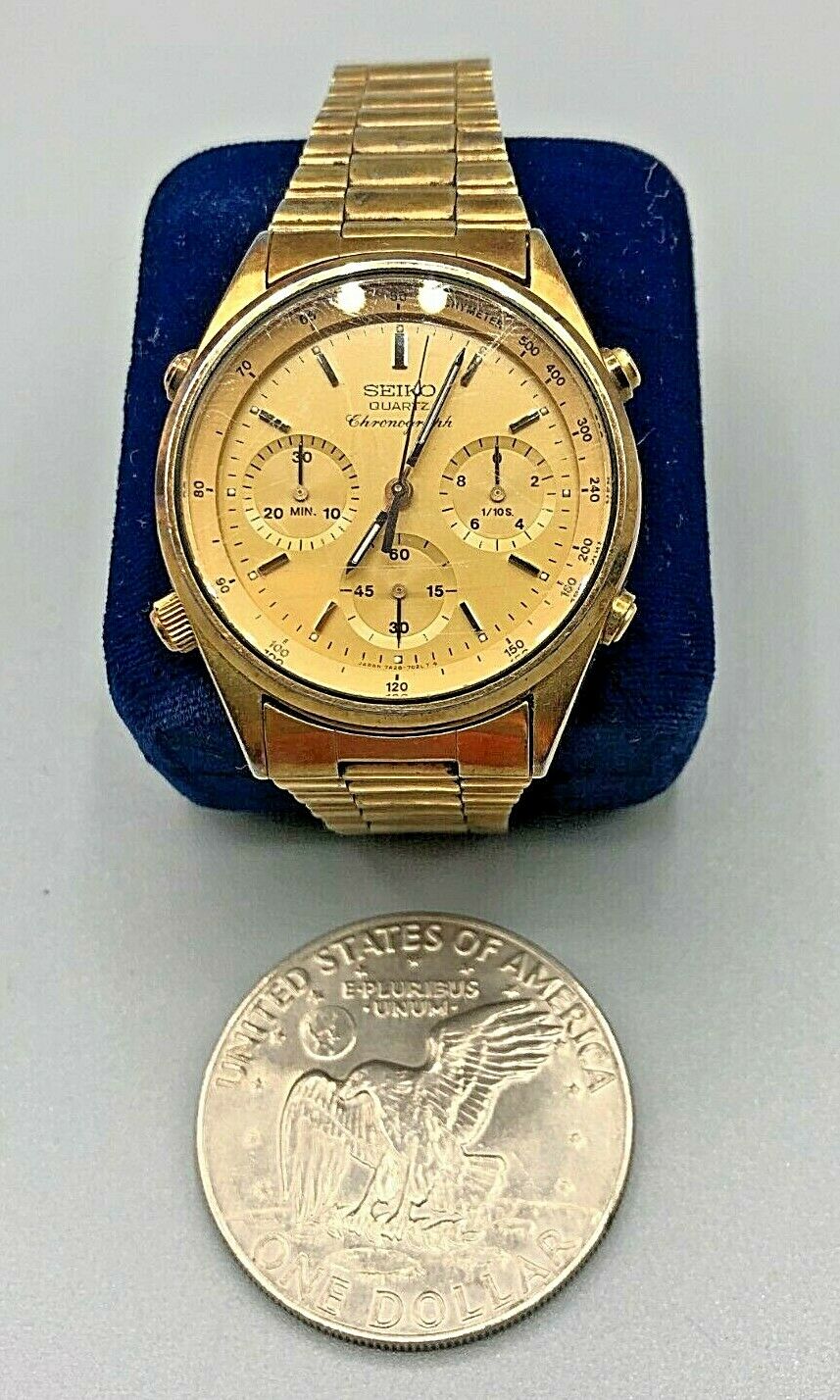 Vintage Mens Seiko 7A28-7029 WR Chronograph Gold Tone Watch PARTS REPAIR As Is | WatchCharts ...
