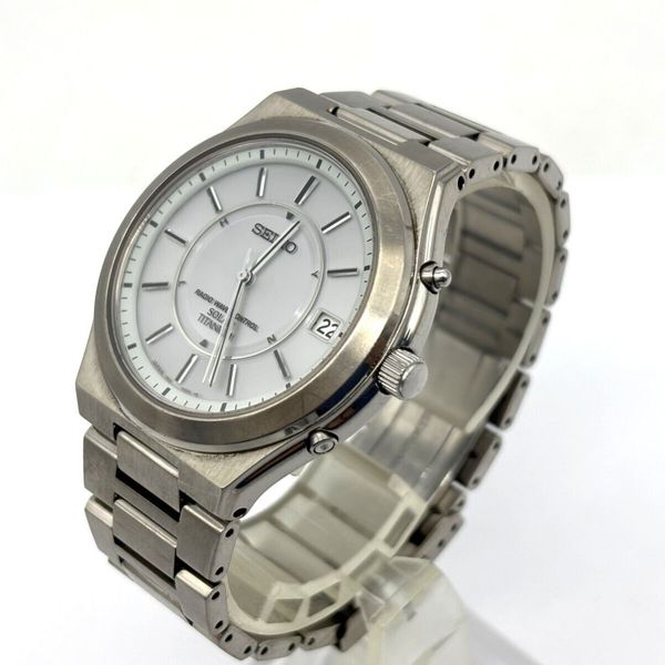 SEIKO Radio Wave Control Solar Titanium Men's Watch 2.3oz Band 6.3inch ...