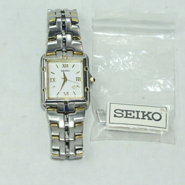 Seiko 5 Bar Square Face Roman Numeral Stainless Steel Watch 7N82-5049 ...