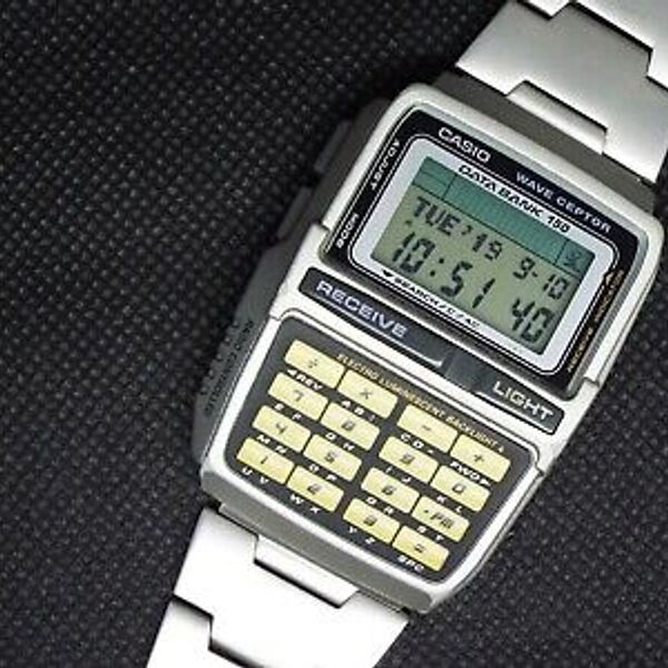 VINTAGE CASIO DIGITAL WATCH WAVE CEPT0R CALCULATOR DATA BANK DBC-W151 ...