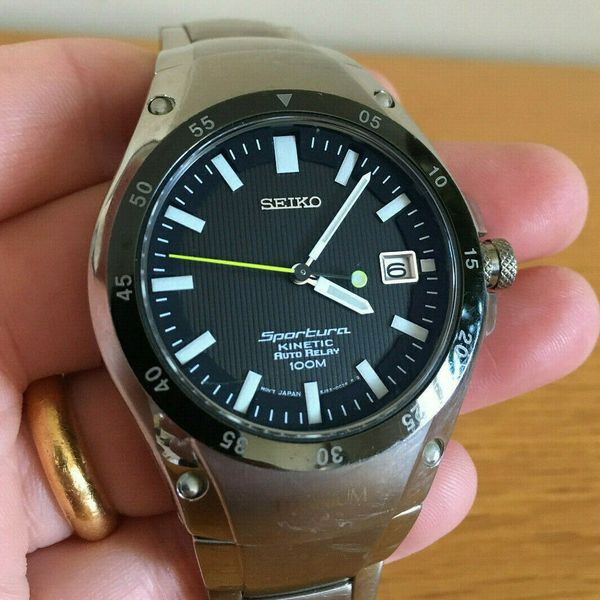 SEIKO Sportura Kinetic Auto Relay Titanium Mens Wristwatch BOXED 5J22-0E00 | WatchCharts Marketplace