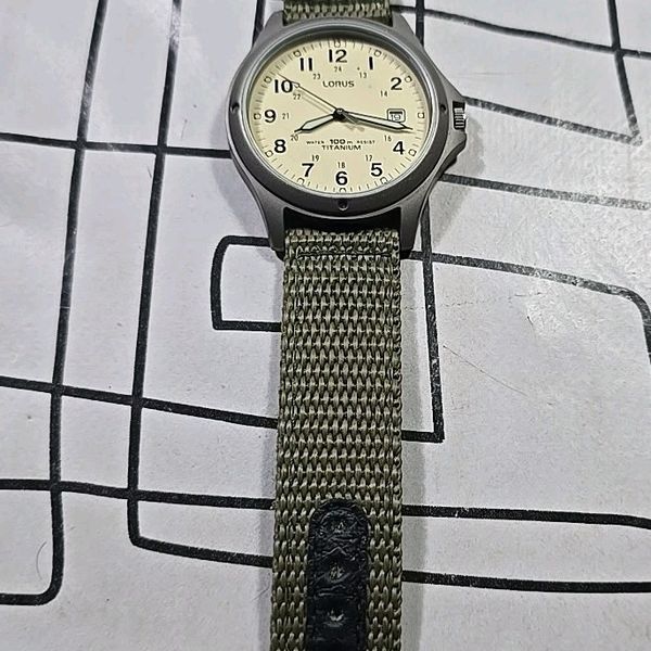 LORUS TITANIUM MILITARY WATCH BY SEIKO MENS CANVAS GENUINE New Battery ...