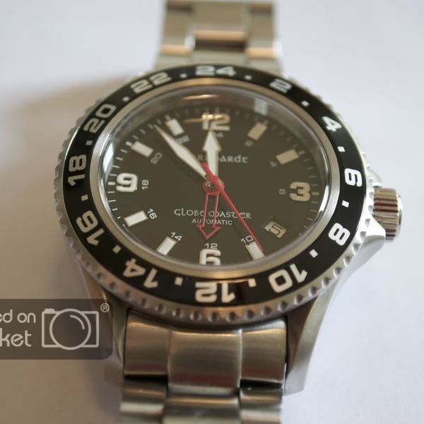 SOLD: Bernhardt Globemaster GMT - black dial and bezel, red GMT hand ...