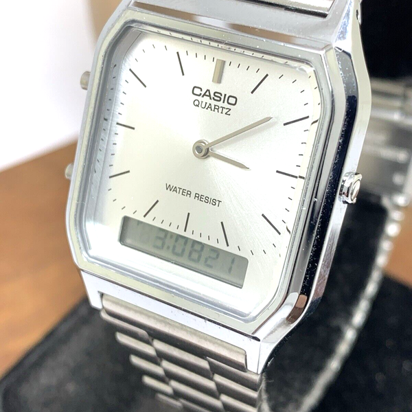 Casio Men's Watch AQ230 Quartz Analog-Digital Silver Stainless Steel ...