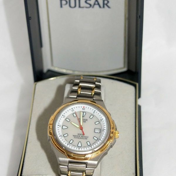 Pulsar Solar Titanium Men's Watch~Works Fine~Xllnt Condition~Date~Box ...