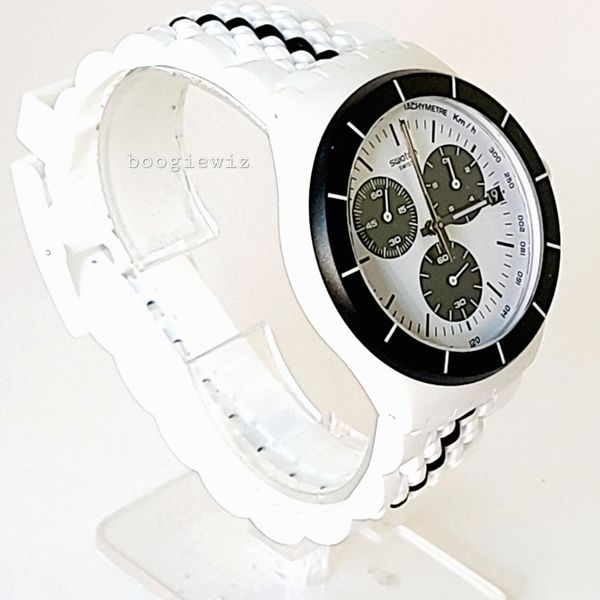 SWATCH, SWISS MADE, "PISTE NOIRE" MEN'S CHRONOGRAPH WATCH, SUSW407, NEW ...