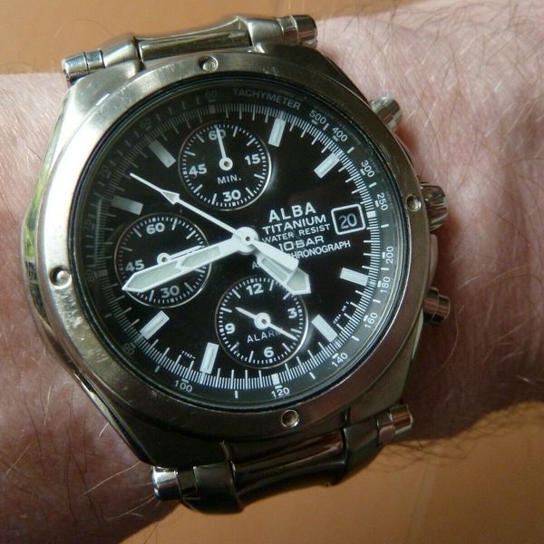 ++SEIKO ALBA ROOX TITANIUM CHRONOGRAPH 7T62 0BM0 WORKING GOOD ...