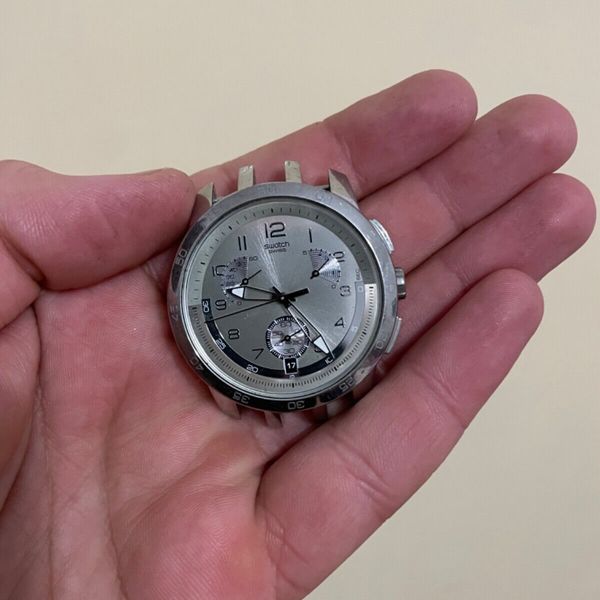 SWATCH RETRO GRADE SWISS MADE CHRONOGRAPH MENS WATCH 44MM NEVER TESTED ...