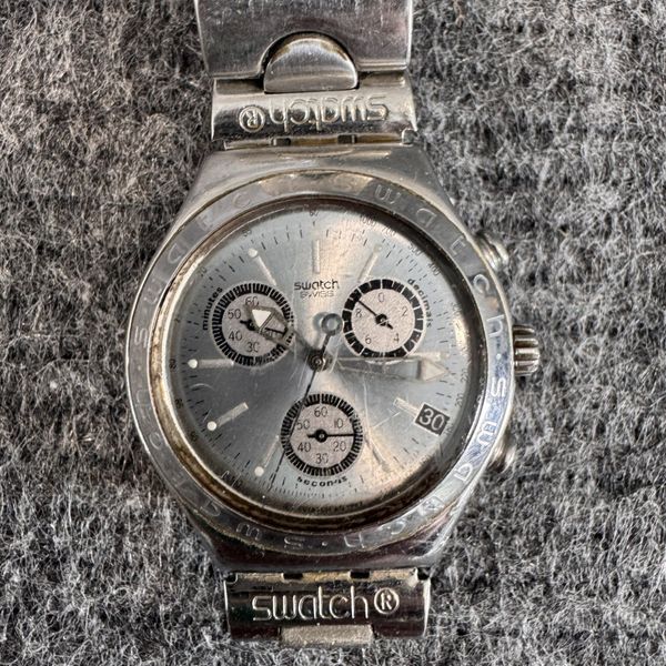 Swatch Irony Chrono Stanless Steel 40MM Used baby blue face ...
