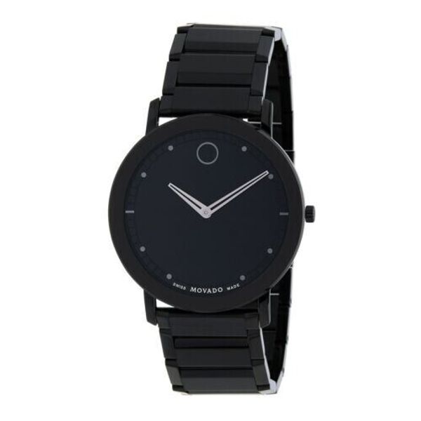 MOVADO $1995 MEN'S ALL BLACK ION STNLSS STL MODERN CLASSIC SWISS WATCH ...
