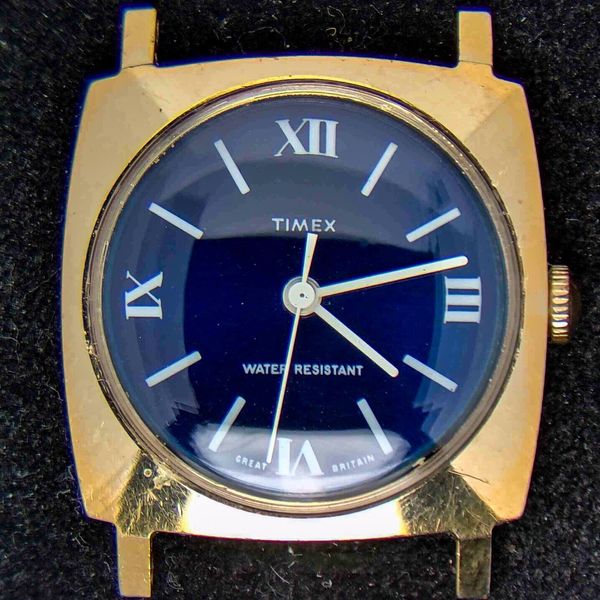 Timex Blue Dial Square Men's Manual-Wind Watch (Vintage) -- Spares ...