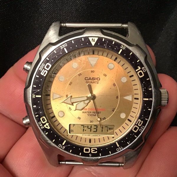Vtg CASIO AMW-320D 1374 Arnie Ana-Dig Alarm Chronograph Men Watch New ...