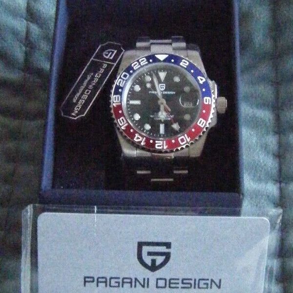 PAGANI DESIGN GMT Version 3 Red/Blue-Pepsi Stainless Steel Watch 40mm ...