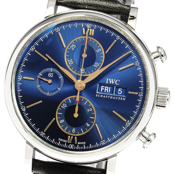 ☆Good Condition [IWC SCHAFFHAUSEN] IWC Portofino Chronograph Day Date ...