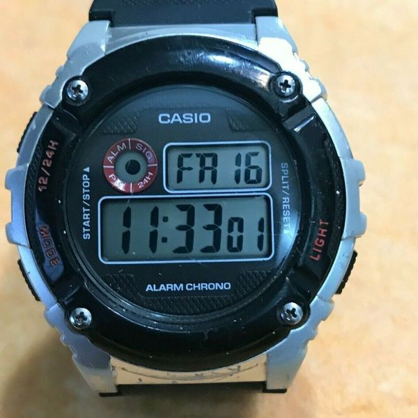 Casio 3435 W-216H Alarm Chrono Silver & Black Digital Watch | WatchCharts
