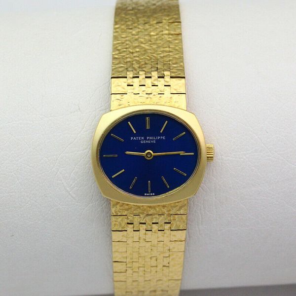 Patek Philippe 1960's 18K Yellow Gold Blue Dial Ellipse 4104/1 Manual ...