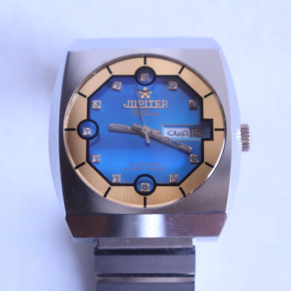 [WTS] Jupiter De Luxe Automatic Watch – Blue Dial, Day/Date, Gold Bezel ...