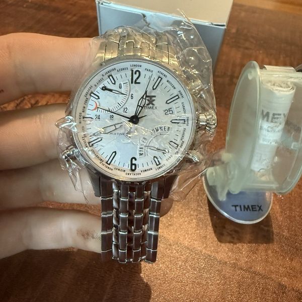 Timex Tx Worldtime 500 Series T3B821 (Stainless Steel Band, Face White ...