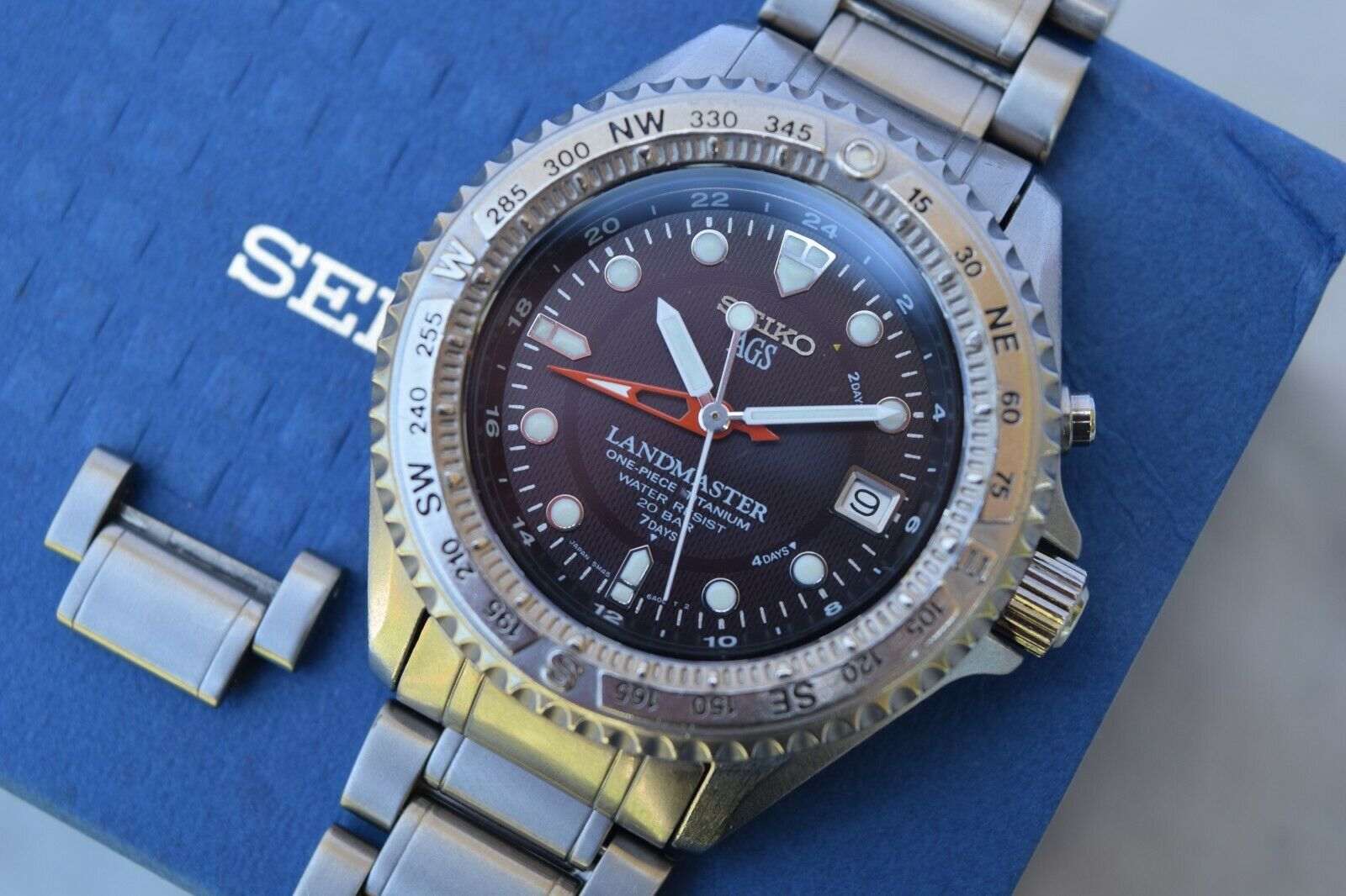 Serviced Seiko Landmaster Kinetic Watch SBCW001 Titanium 5m45-6A00 GMT ...