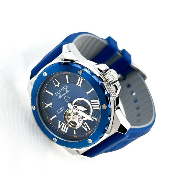 Bulova Marine Star 98A303 A Automatic blue Dial Rubber Strap Men ...