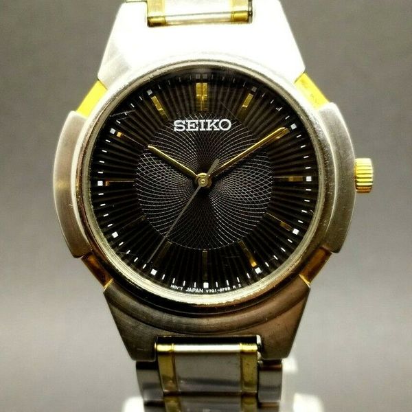 Vintage Seiko Men's V701-2K80 Two -Tone Quartz Watch | WatchCharts Marketplace
