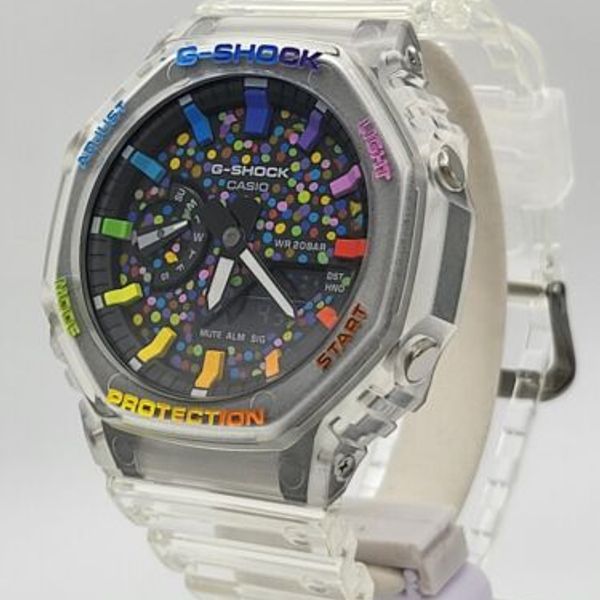 CUSTOM G-SHOCK GA2100 CASIOAK CRYSTAL JELLYFISH HAND PAINTED BOXED ...