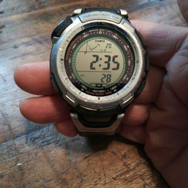 CASIO PAW-1300 Mult Band Compass Barometer Altimeter Solar Alarm Watch ...