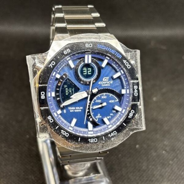 Casio Edifice Chronograph Blue Dial Bluetooth Solar Men Watch ECB-950DB ...