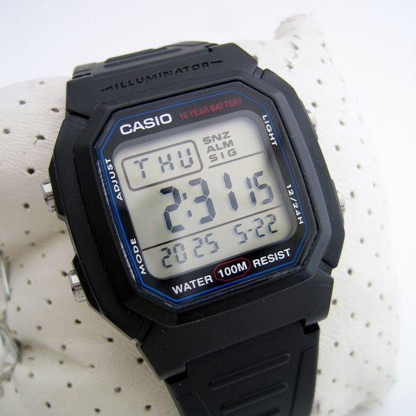 CASIO WATCH DIGITAL W-800H-1AVES BLACK SILICONE UNISEX ALARM ...