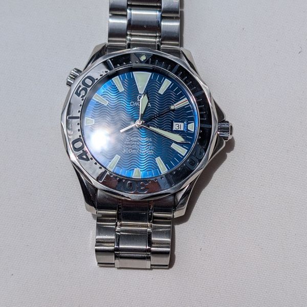 Omega Seamaster Pro 2255.80 Blue Wave Dial Sword Hands 41mm Full Size Auto | WatchCharts Marketplace