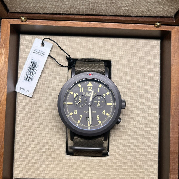 FILSON "SCOUT" WATCH BY SHINOLA Dual Time Argonite 4220 45.5mm case ...