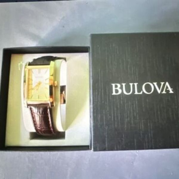 Men Bulova Watch 97A112 Corporate Collection Gold Brown Leather Band ...