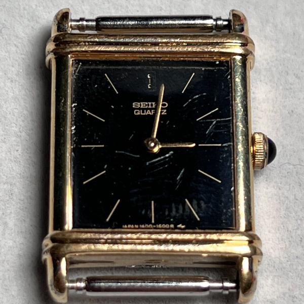 Vintage Seiko Women's Gold Tone 13mm Rectangle Quartz Wrist Watch 1400-524F R | WatchCharts ...