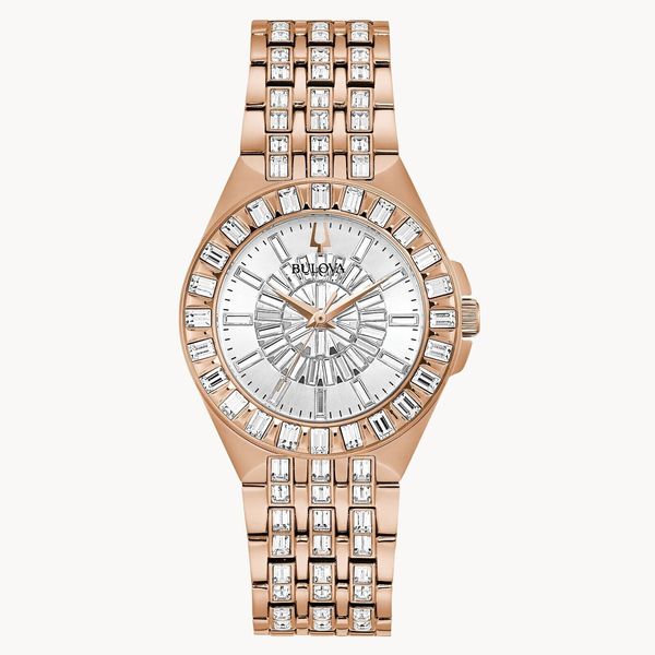 Bulova Phantom Crystal Quartz Rose Gold Tone Stainless Steel Ladies ...