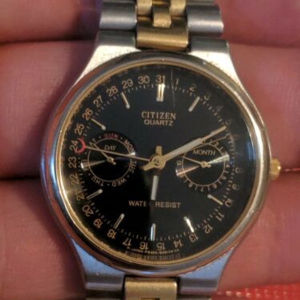 Vintage Citizen Quartz ChronoWatch 6355 - G30071 K Time Month Day Date ...