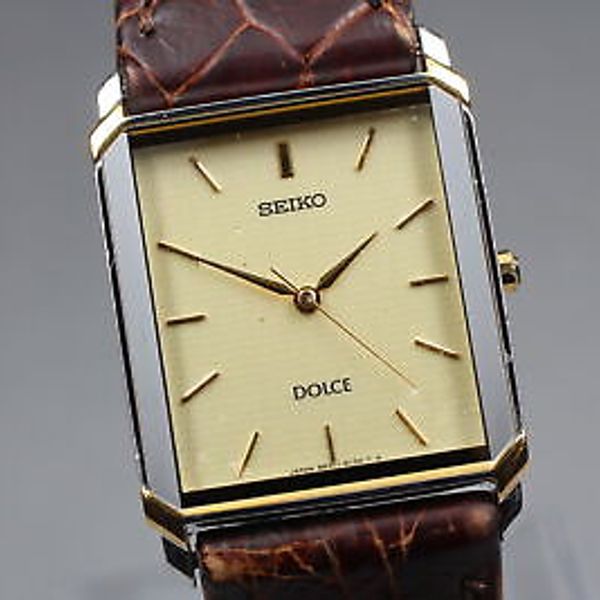 [Exc+4] Seiko Dolce 5E31-5B90 Gold Rectangle Quartz Mens Vintage Watch JAPAN | WatchCharts ...