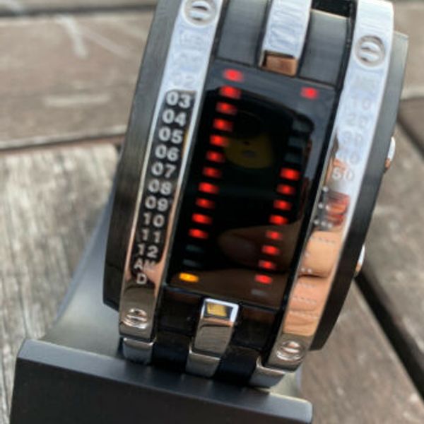 Gent's Storm "Mk2 Circuit" Red LED Binary Digital Watch | WatchCharts ...