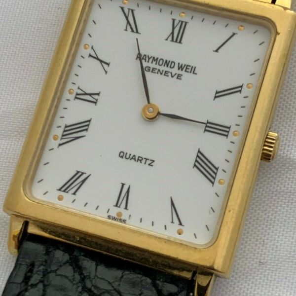 Raymond Weil Geneve Tank Style Watch #5775 Quartz 18K Gold Electroplate ...