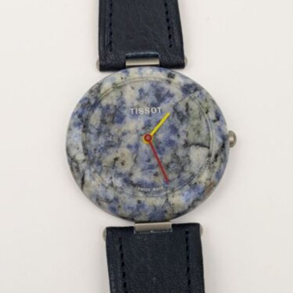 Vtg NEW OLD STOCK Tissot RockWatch 33mm Blue Black White Granite Stone ...
