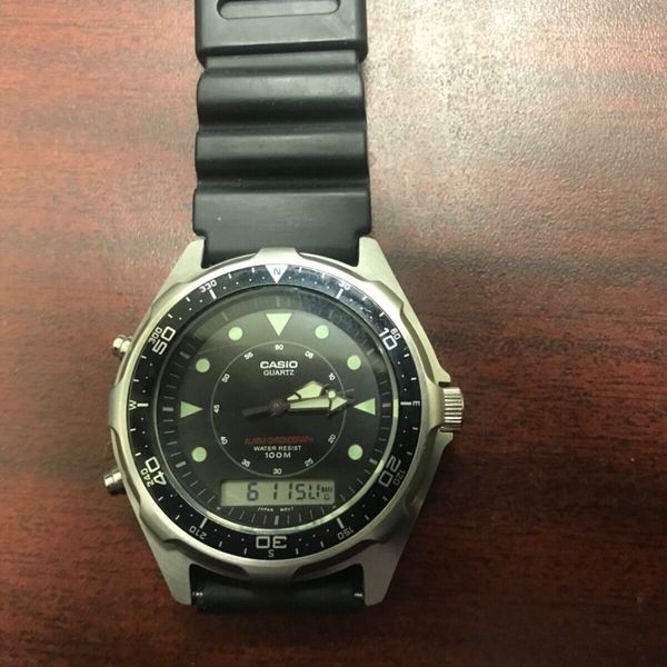 Casio Men's Vintage AMW320R-1EV Marine Analog-Digital Dive Watch used ...