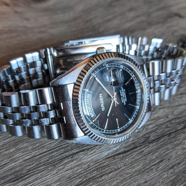 [WTS] Homage GRUEN Day Date President Quartz, Silvertone w/ Bracelet ...