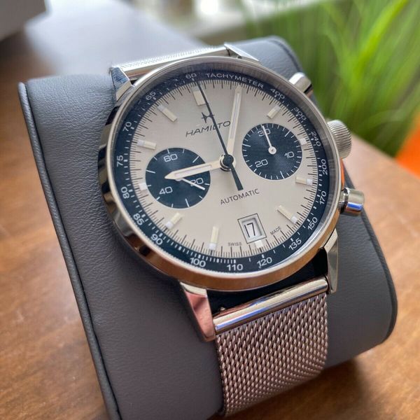 Hamilton Intra-Matic Chronograph Panda Dial with Box/Papers/Mesh ...