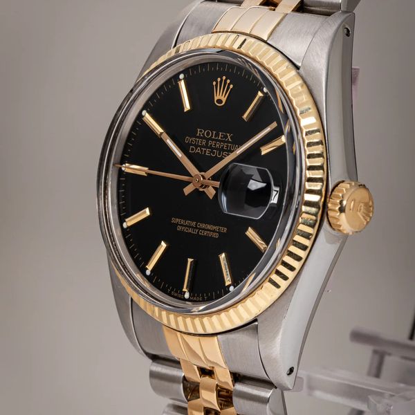 Rolex Datejust Stainless Steel and 18k Yellow Gold Black Dial 16013 ...