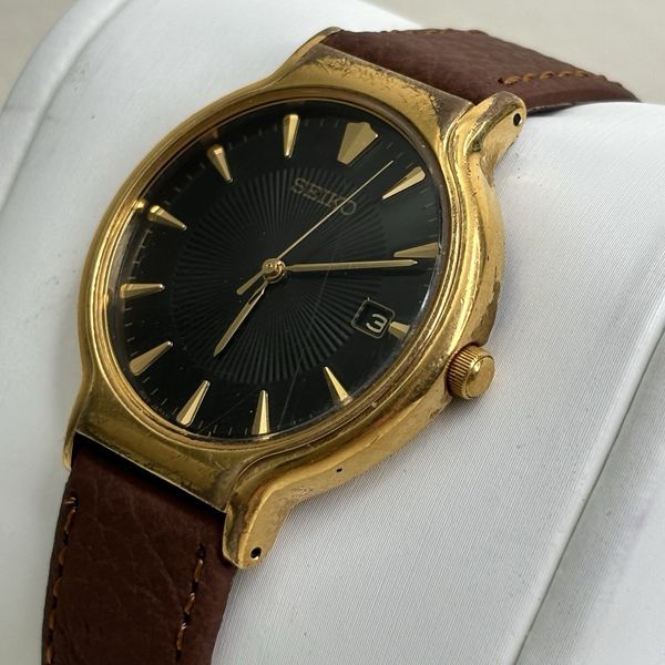 Vtg Seiko Dress Watch V732-0220 Black Starburst Dial 33mm Mens - New Battery | WatchCharts ...