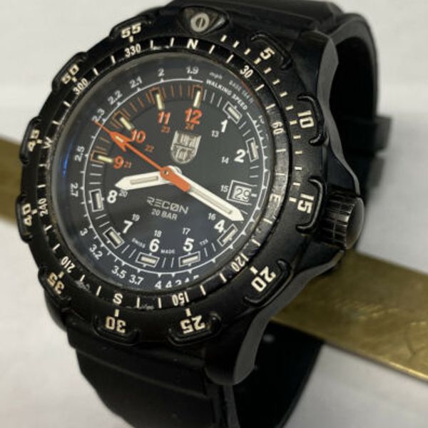 Luminox Force Recon 200m Series 8800 Black Orange Mens 45mm Watch New ...