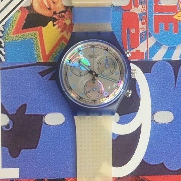 Swatch watch PEARL FRAME SCN401 1994 Chronograph New old stock ...