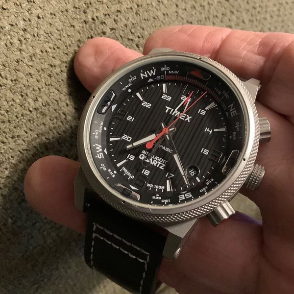 Timex 1854 intelligent quartz mens compass watch new batt date light ...