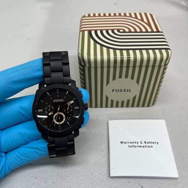 Fossil Original FS4682 Machine Black Chronograph Watch 42mm - FOR PARTS ...