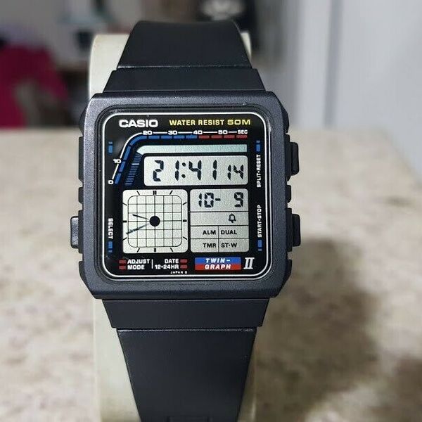 Watch Vintage Casio Twin-Graph II AE-22W New QW-808 Rare (1988) Last ...