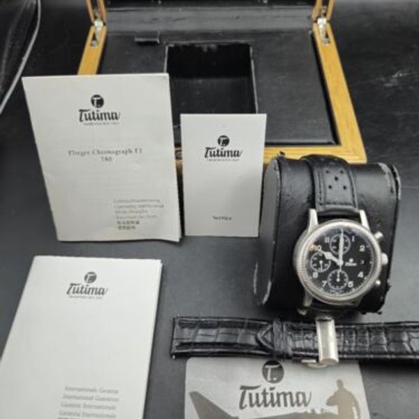 Tutima Flieger Chronograph F2 780 Black Automatic Men's Watch FULL SET ...